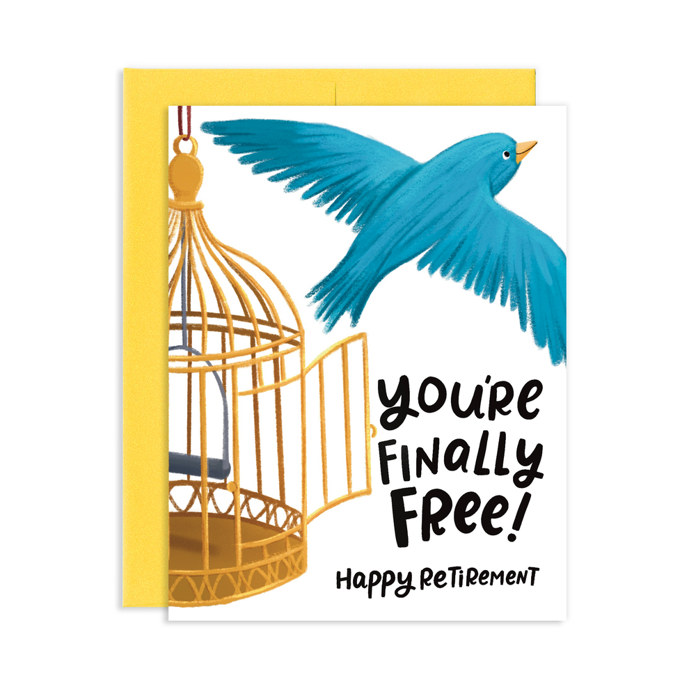 Bird Cage Funny Retirement Greeting Card | Grey Street Paper