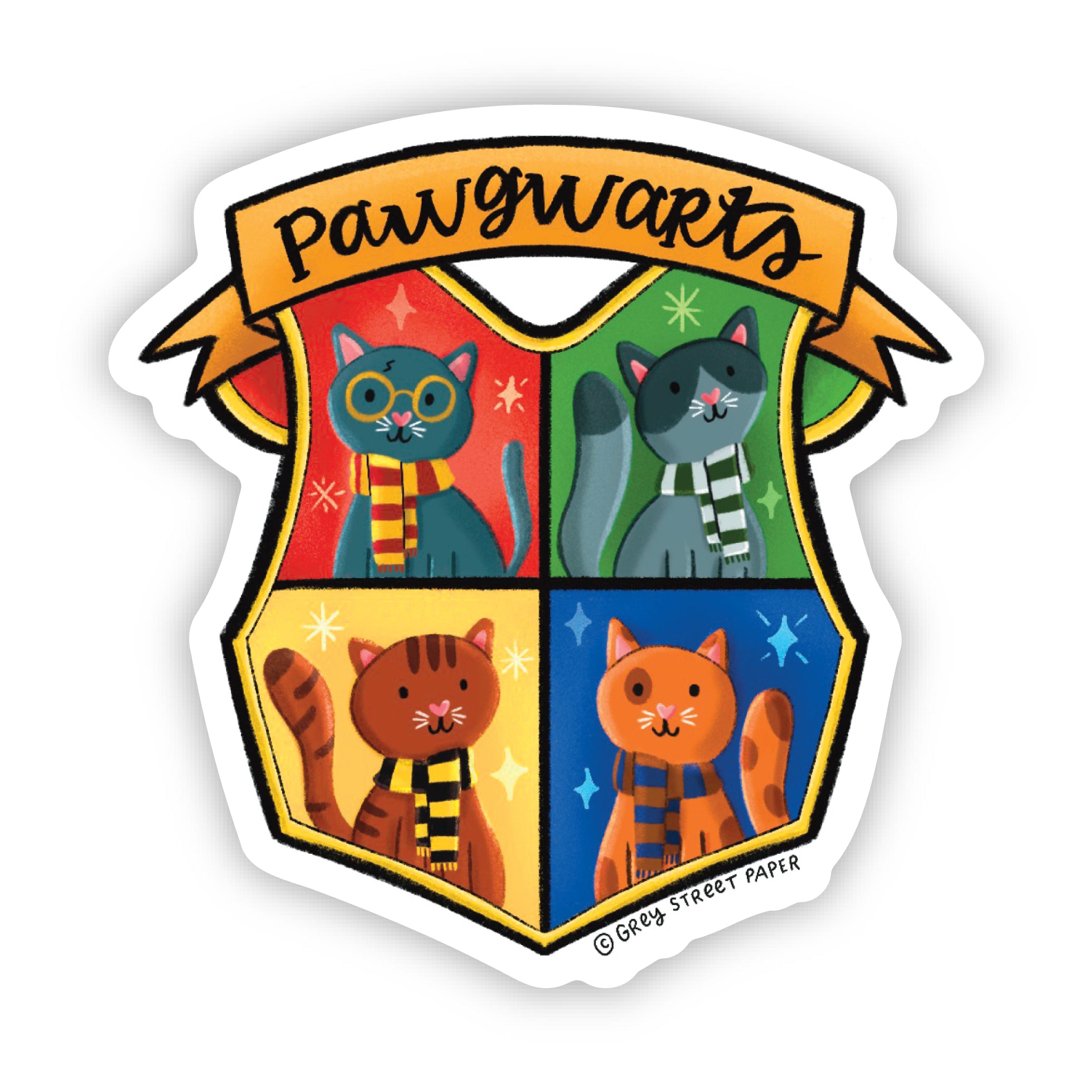 Pawgwarts Magical Cat School Sticker – greystreetpaper